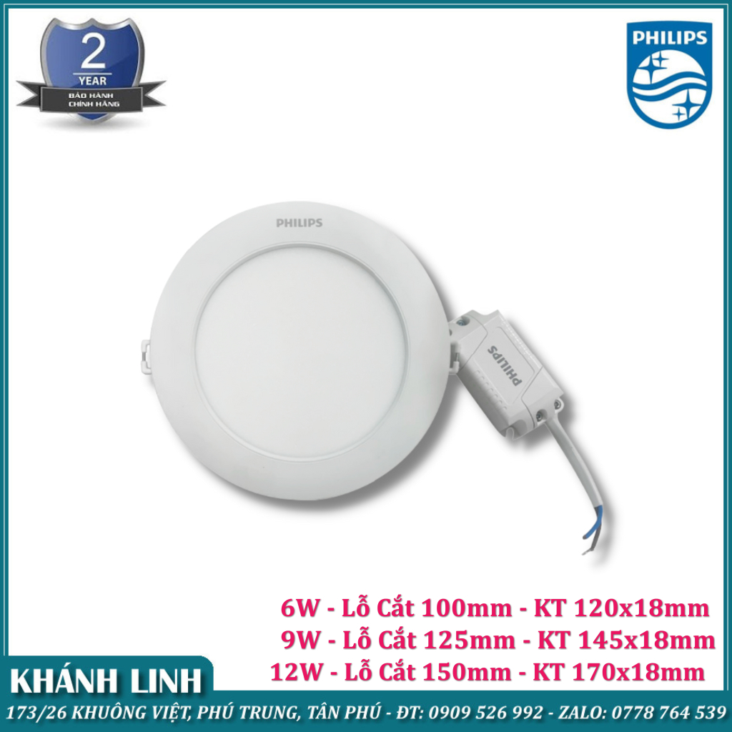 Đèn led âm trần Philips 6W – 9W – 12W DL262 Siêu Mỏng - Độ dày chỉ 18mm ...