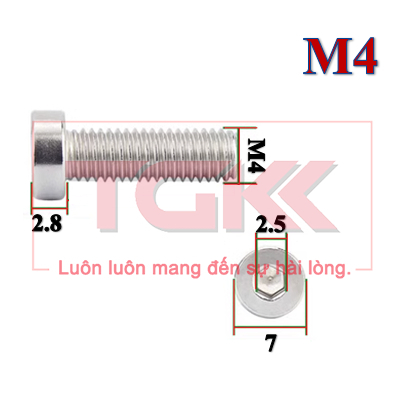 Bulong LGC đầu trụ mỏng inox 304 M4 DIN7984 | Shopee Việt Nam