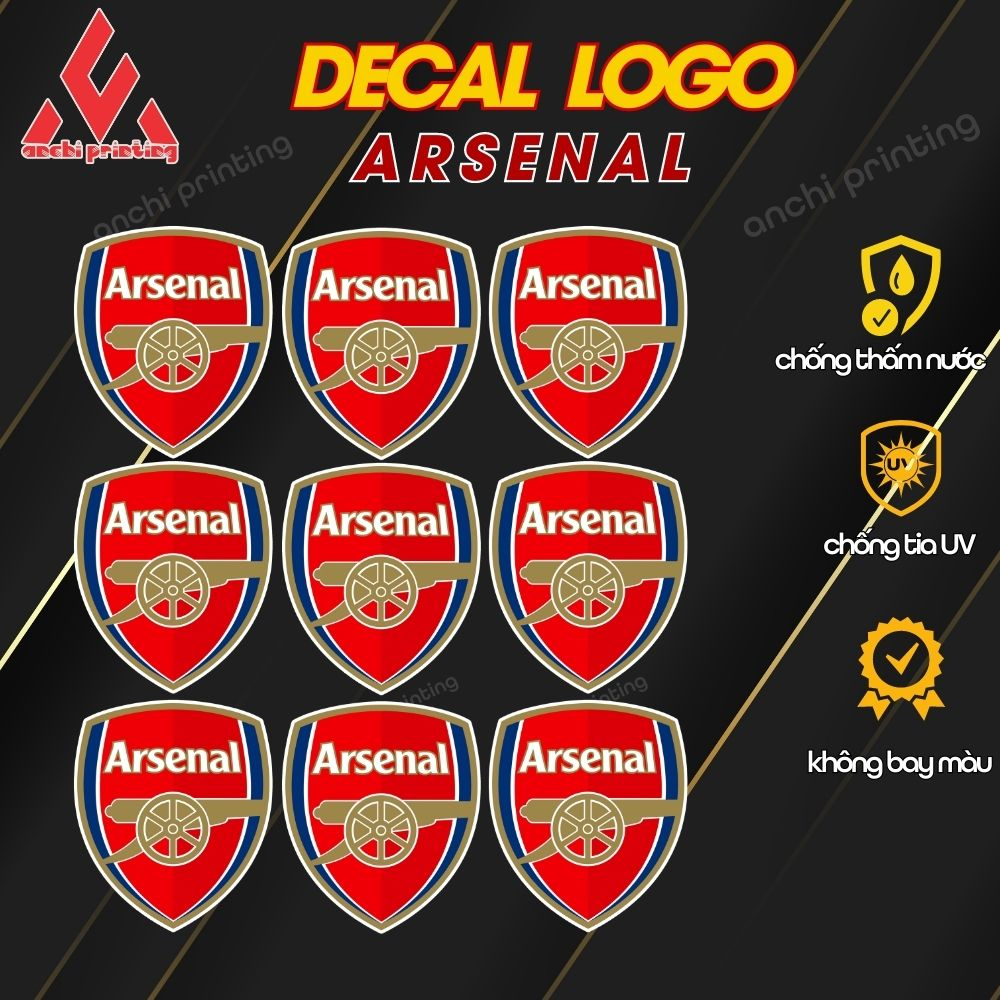 Combo 9 sticker logo decal CLB bóng đá ARSENAL chất liệu chống nước 5 ...