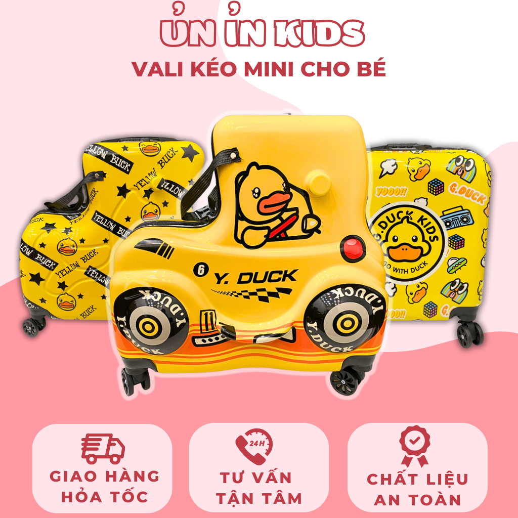 Vali kéo mini du lịch cho bé hình con vịt vàng Y-DUCK ngộ nghĩnh kiêm ...