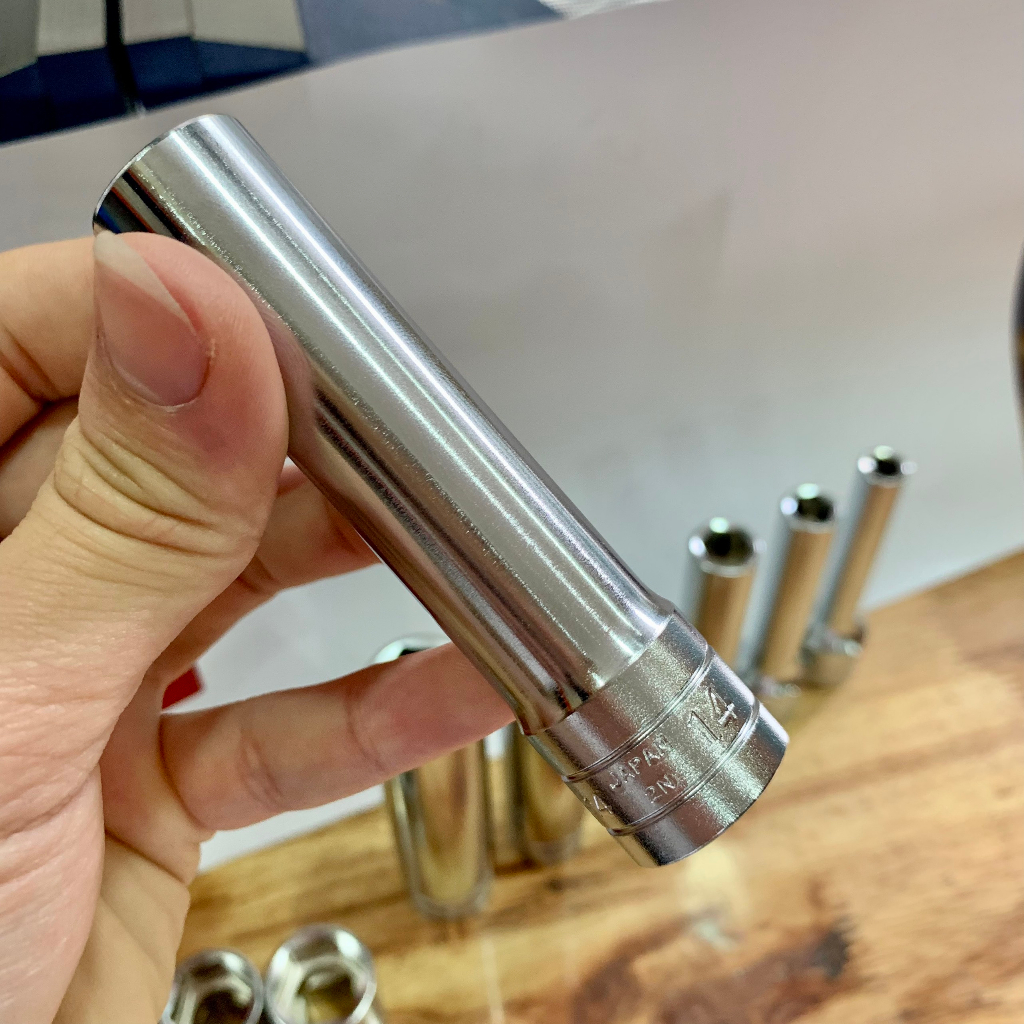 Đầu khẩu dài 1/2 KTC Nhật các cỡ từ 8-19mm, chiều dài 90-100mm - Đầu tuýp trắng dài Nhật bản B4L ...