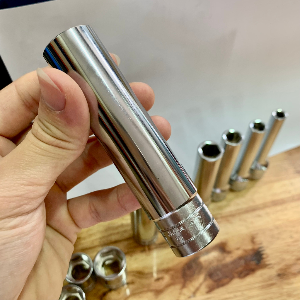 Đầu khẩu dài 1/2 KTC Nhật các cỡ từ 8-19mm, chiều dài 90-100mm - Đầu tuýp trắng dài Nhật bản B4L ...