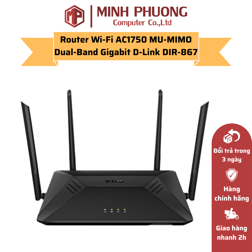 Bộ phát Router Wi-Fi AC1750 MU-MIMO Dual-Band Gigabit D-Link DIR-867 | Shopee Việt Nam