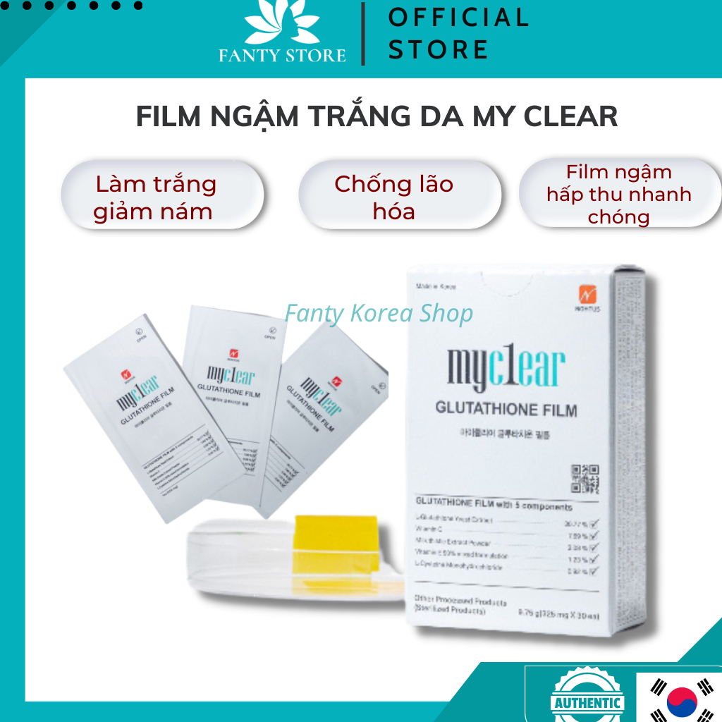 Film Ngậm Trắng Da Hiệu Quả GLUTATHIONE MY CLEAR Hàn Quốc- Hộp 30 gói ...