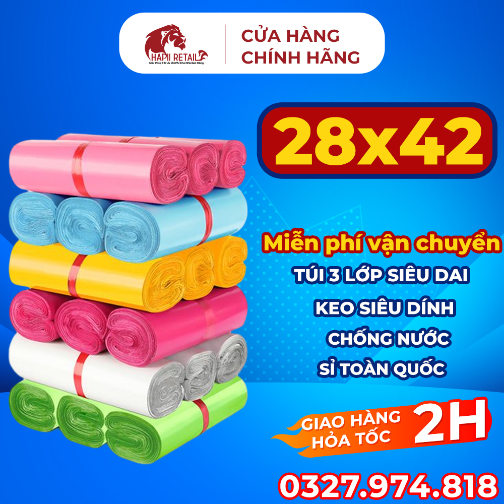 [ 1Kg ] Túi Gói Hàng Niêm Phong 28x42 HAPII RETAIL Loại Dày 3 Lớp Dai ...