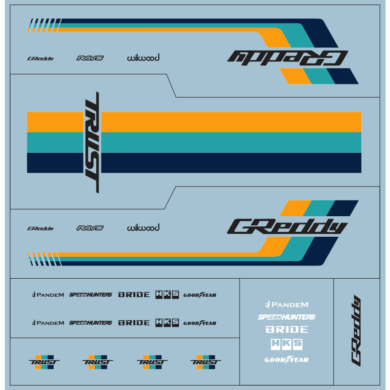 HT24workshop - Decal nước Greddy wrap cho xe mô hình 1:64 (DARK TONE ...