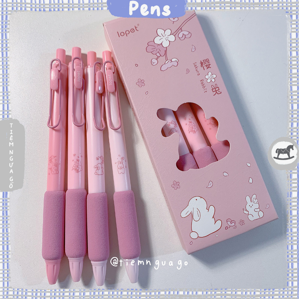 Set 4 bút gel đen Lopet Sakura ngòi 0.5mm - tiệm ngựa gỗ | Shopee Việt Nam