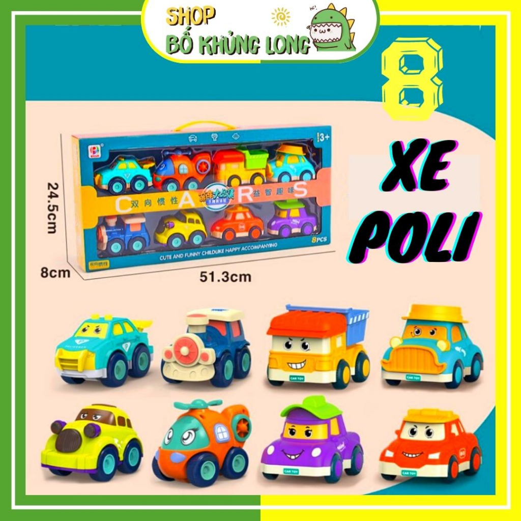 Bộ Đồ Chơi 8 Xe Ô Tô Poli Chạy Đà Biệt Đội Tàu Bay Siêu Đẵng Xe Poli Đồ ...