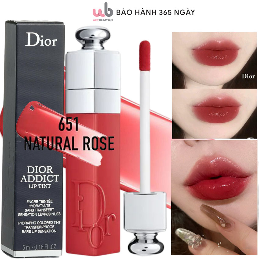 Son Dior 651 Tattoo Lip Tint,màu hồng đất,Natural Rose,Full Box Túi+ Hộp,Màu son tươi trẻ,tôn da ...