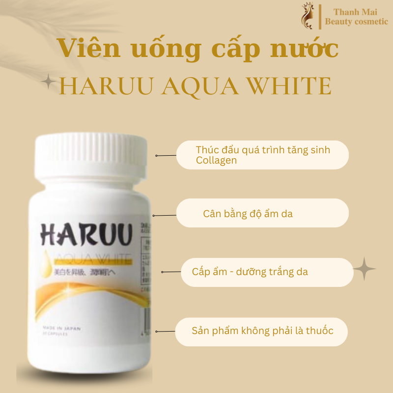 Viên uống cấp nước Medic S Haruu Auqa White dưỡng trắng da, hộp 60 viên | Shopee Việt Nam