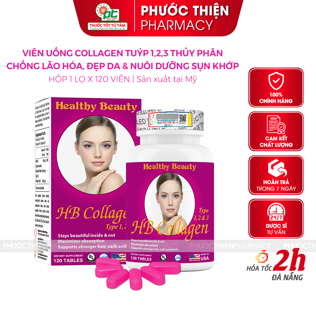 Viên uống HB COLLAGEN 123 Mỹ làm đẹp da, bổ khớp dây chằng, chống lão ...