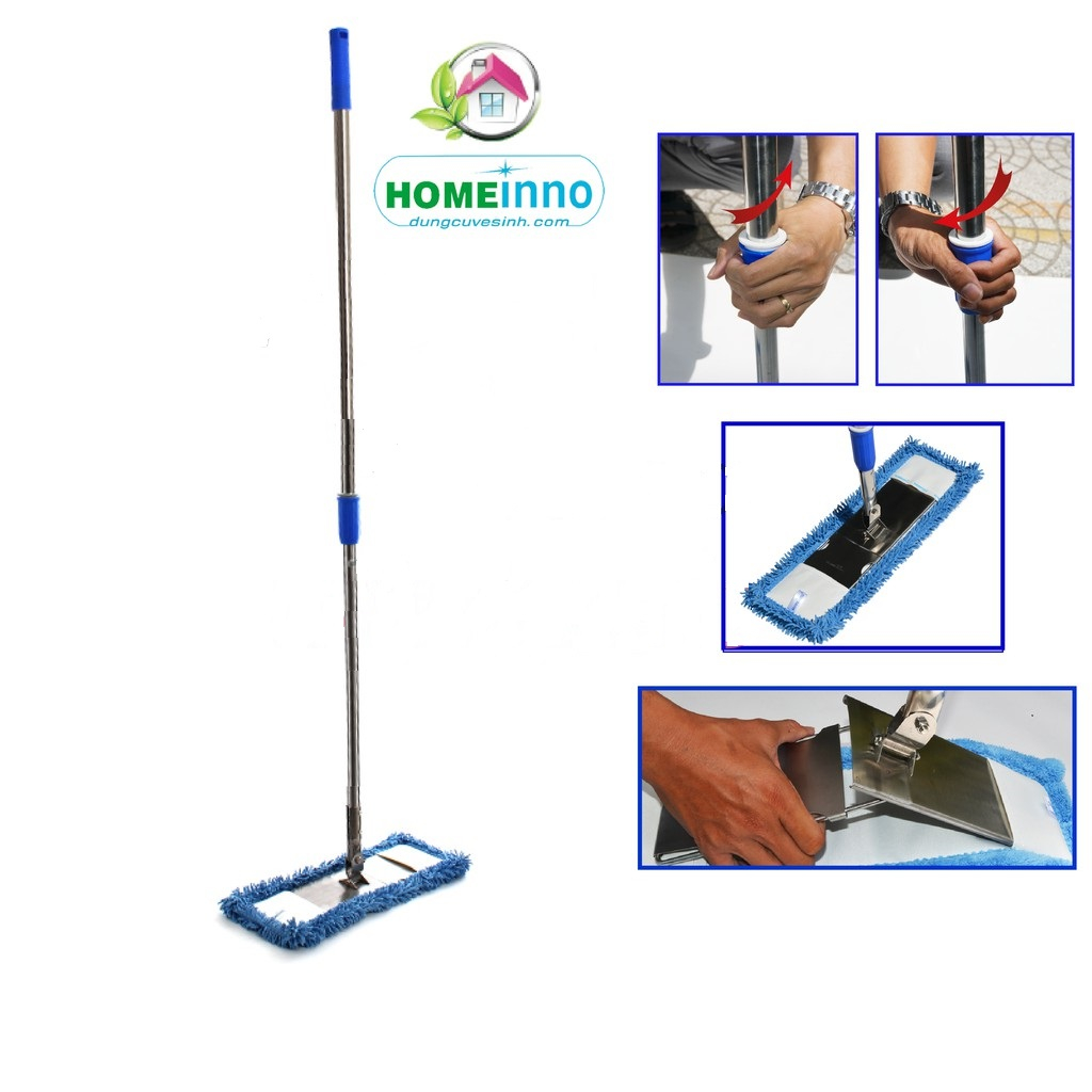 Cây Lau Nhà Công Nghiệp Inox Microfiber San Hô 45cm Homeinno Cán Rút ...