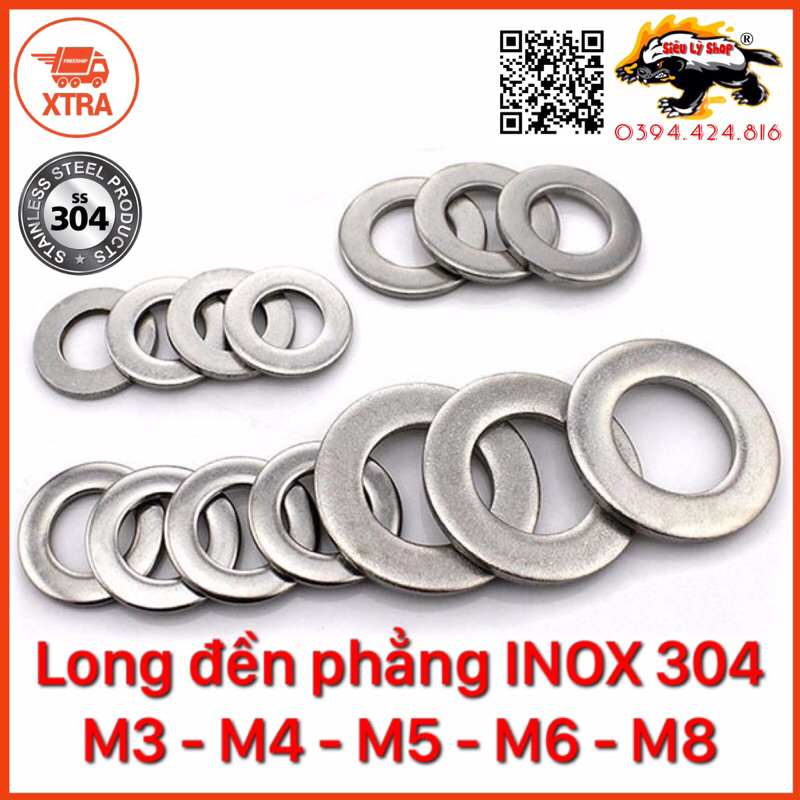 Long đền phẳng(vòng đệm) inox 304 size M3 M4 M5 M6 M8 | Shopee Việt Nam