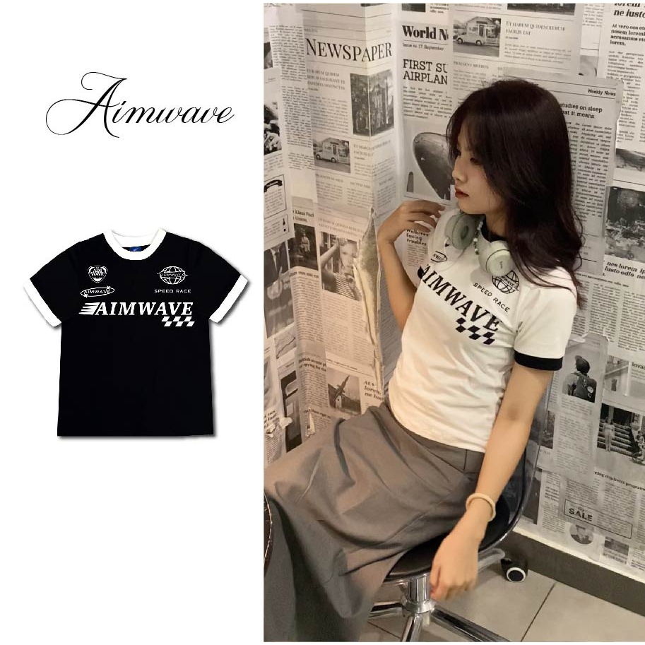Áo Thun Baby Tee AIMWAVE Racing Team | 100% Cotton - Màu Trắng, Đen - Tay Ngắn, Phong Cách Y2k ...
