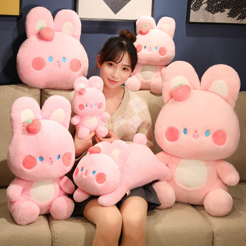 Gấu Bông Thỏ Dâu Hồng Ngồi, Thỏ Má Hồng Nằm Siêu cute | Shopee Việt Nam