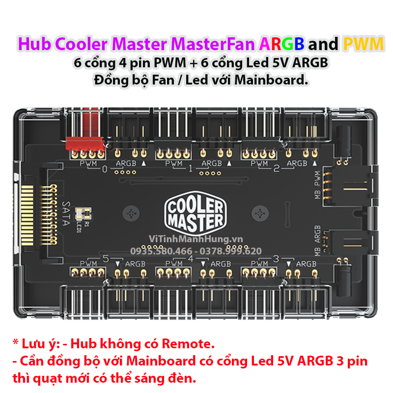 Hub Cooler Master MasterFan ARGB and PWM, 6 cổng 4 pin PWM + 5V ARGB ...