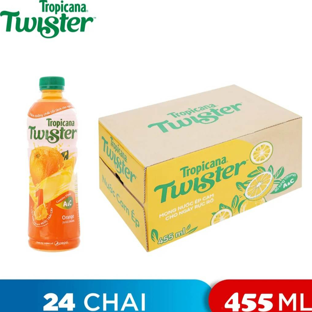 [Hỏa tốc] Thùng 24 chai cam ép Twister Tropicana 455ml | Shopee Việt Nam