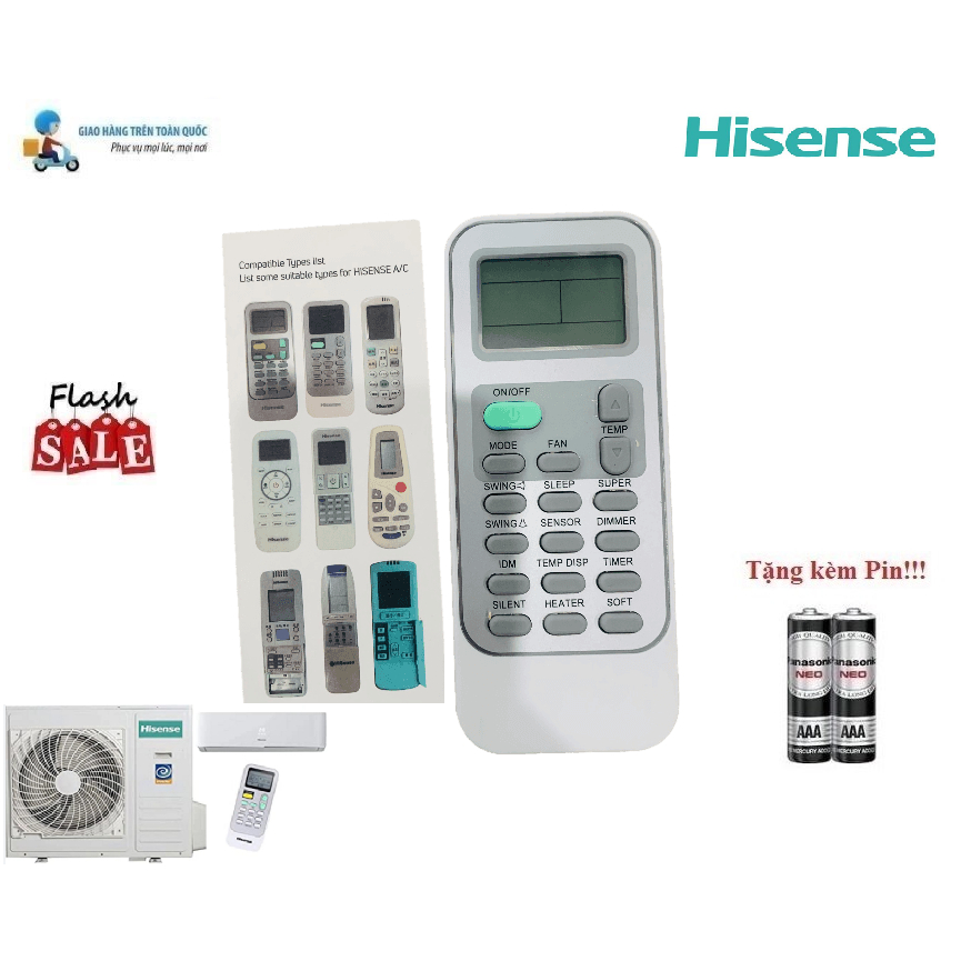 Remote điều khiển điều hoà HISENSE đa năng KS-HS1V dùng cho tất cả các dòng điều hòa máy lạnh ...