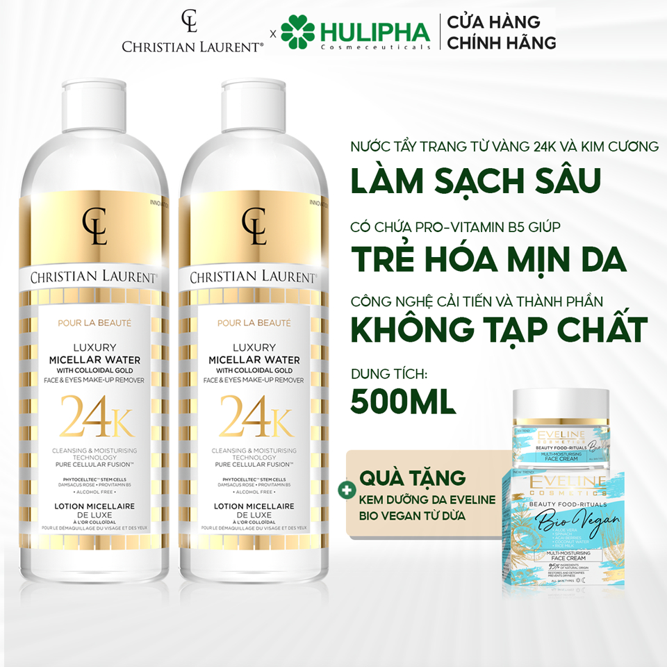Bộ Nước Tẩy Trang Và Làm Sạch Sâu Christian Laurent Vàng 24K ...