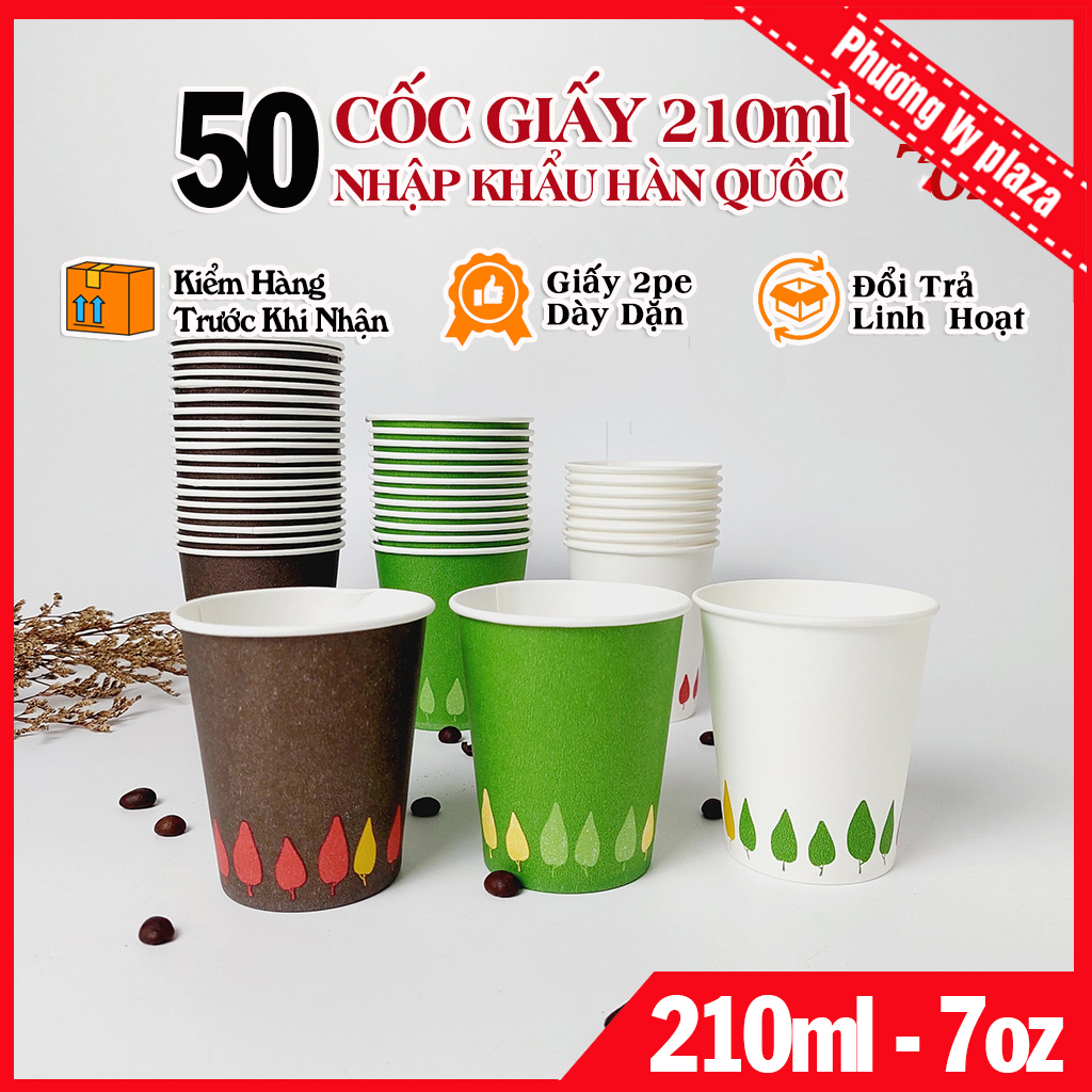 50 Cốc Giấy 210ML - 7OZ Print - Ly Giấy in hình NHẬP KHẨU HÀN QUỐC | Shopee Việt Nam