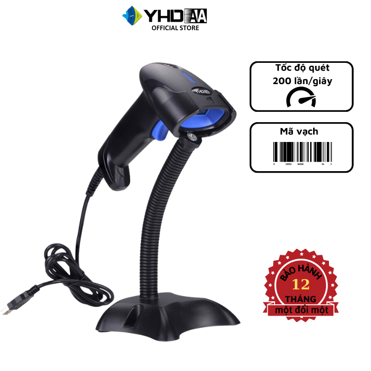 Máy quét mã vạch sản phẩm YHD 1100C 1D Máy Scan Barcode cầm tay có dây ...