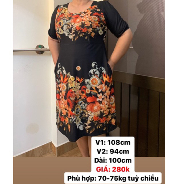 ĐẦM HOA THIẾT KẾ BIGSIZE TRUNG NIÊN 70-75KG | Shopee Việt Nam