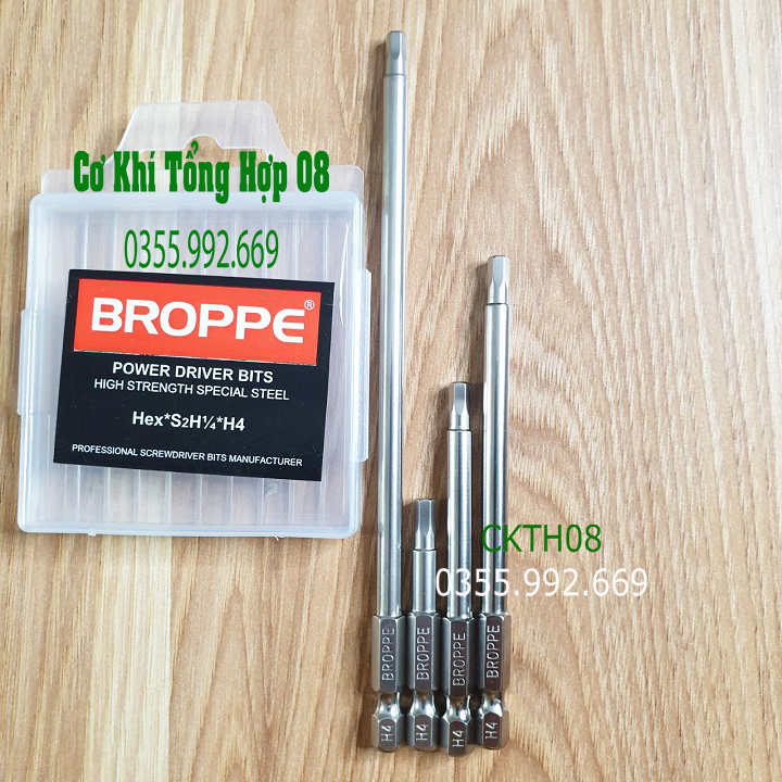 Đầu lục giác đầy đủ kích thước. Đầu lục giác H4 cho khoan, máy bắn vít thương hiệu BROPPE (1 mũi ...