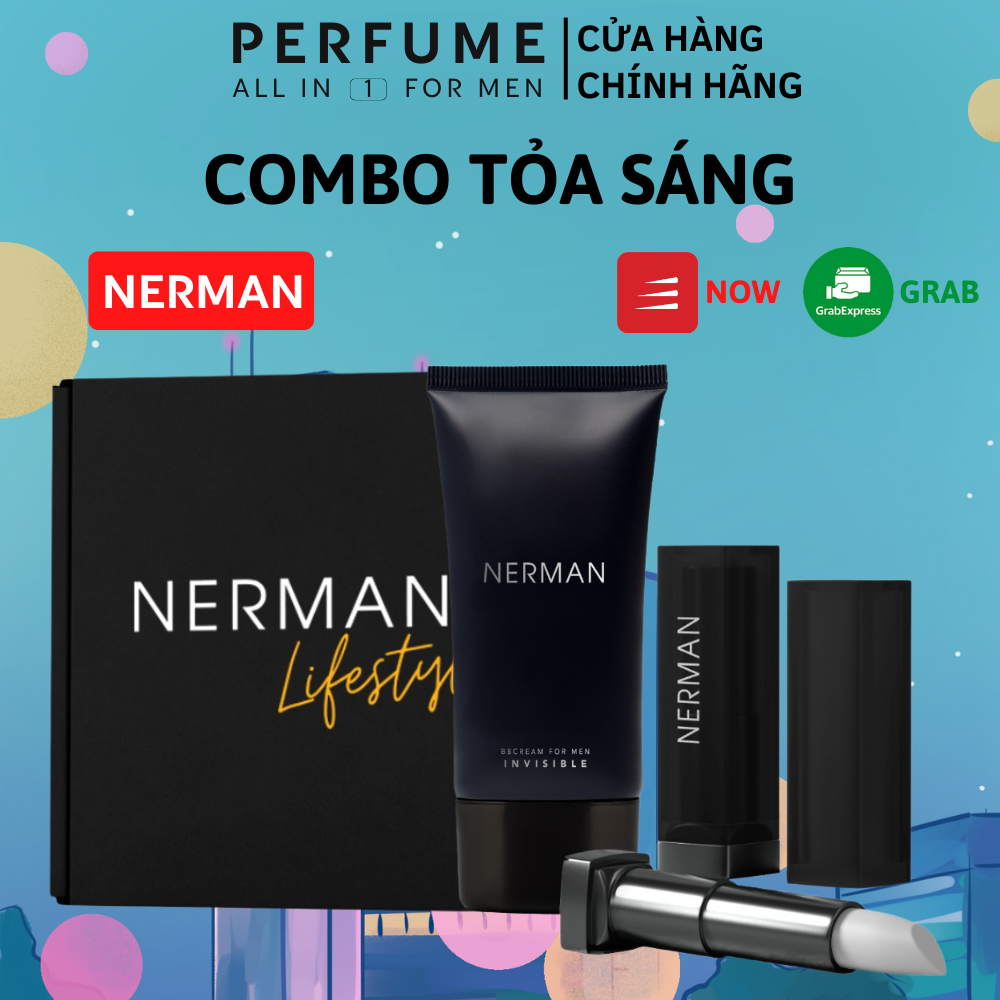 Combo kem che khuyết điểm Nerman, chống nắng Invisible 50g và son dưỡng ...