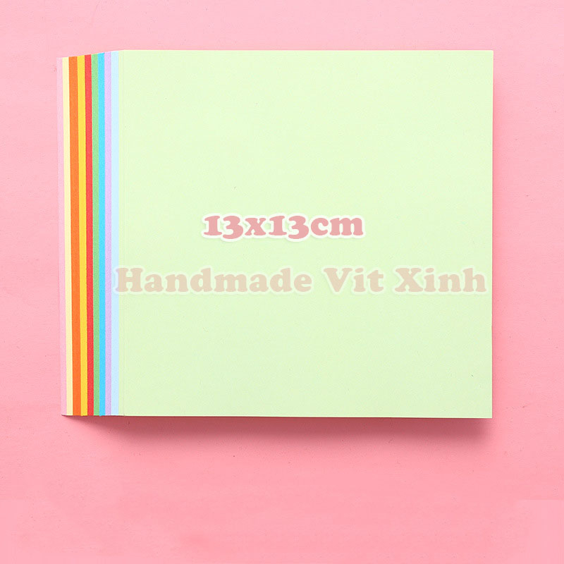 Giấy Origami tệp 100 tờ và 520 tờ | Giấy thủ công gấp hạc, hoa(10 màu ...