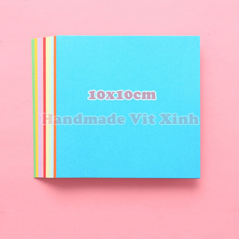 Giấy Origami tệp 100 tờ và 520 tờ | Giấy thủ công gấp hạc, hoa(10 màu ...