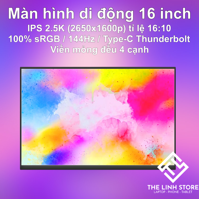Màn hình di động 16 inch dải màu 100%sRGB 2.5K 144Hz Type-C Thunderbolt ...