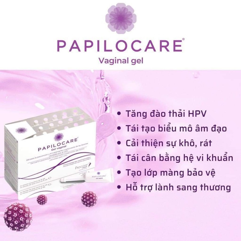 gel đặt ( HPV) PAPILOCA CARE giúp tăng đào thải HPV, cải thiện sự khô ...
