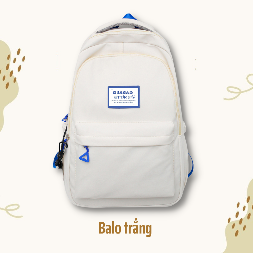 Cặp đi học nữ GENBAG balo nữ đi học basic trơn nhiều ngăn thời trang hàn quốc BL07 | Shopee Việt Nam