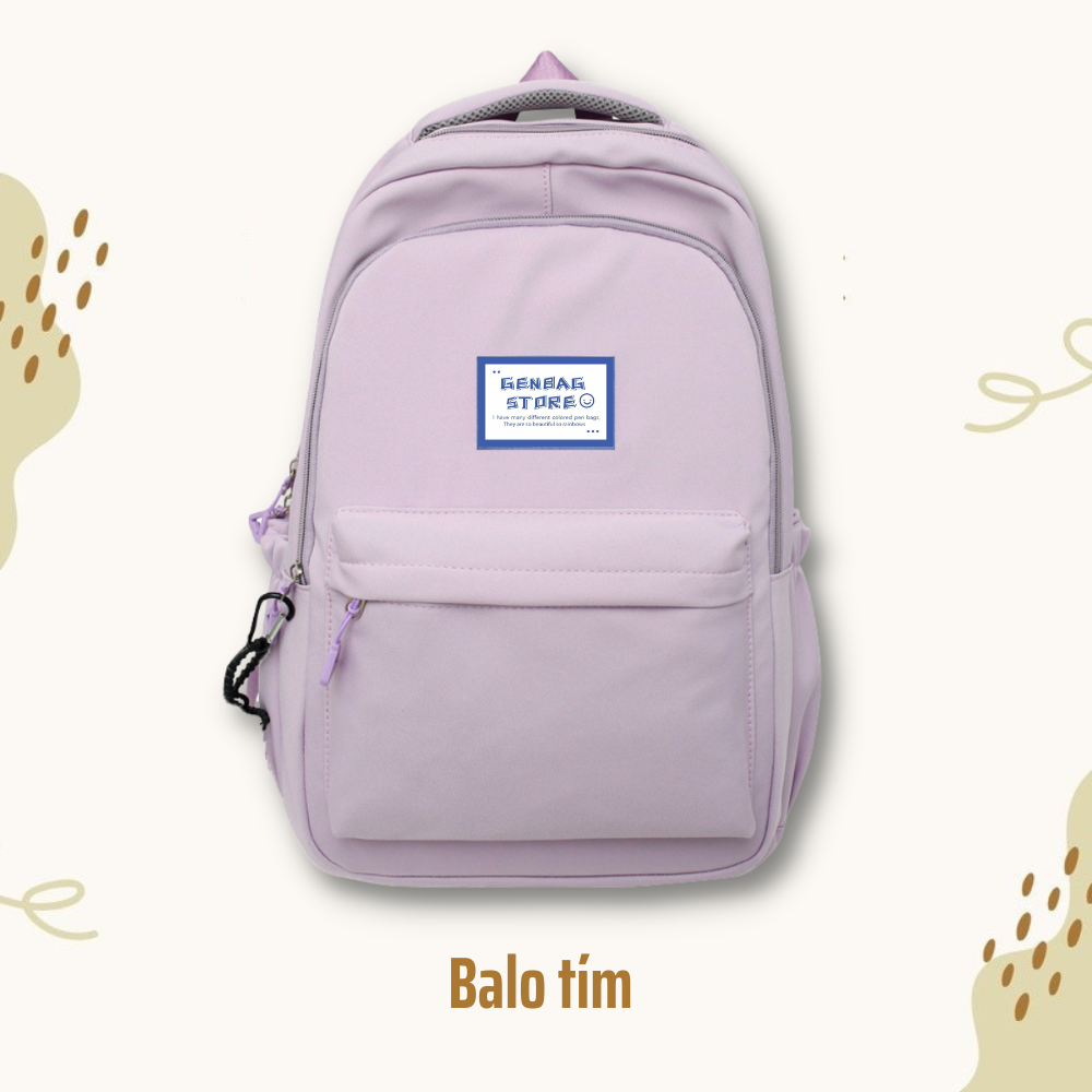Cặp đi học nữ GENBAG balo nữ đi học basic trơn nhiều ngăn thời trang hàn quốc BL07 | Shopee Việt Nam