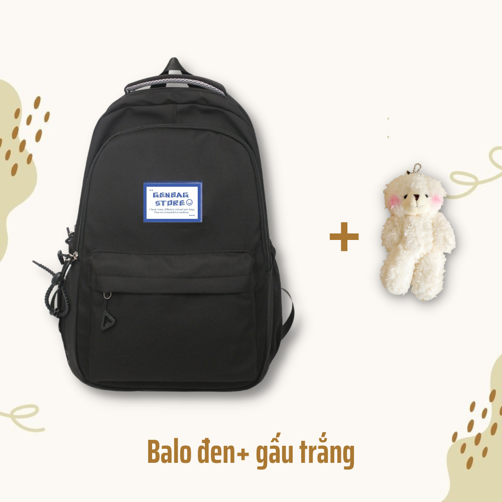 Cặp đi học nữ GENBAG balo nữ đi học basic trơn nhiều ngăn thời trang ...