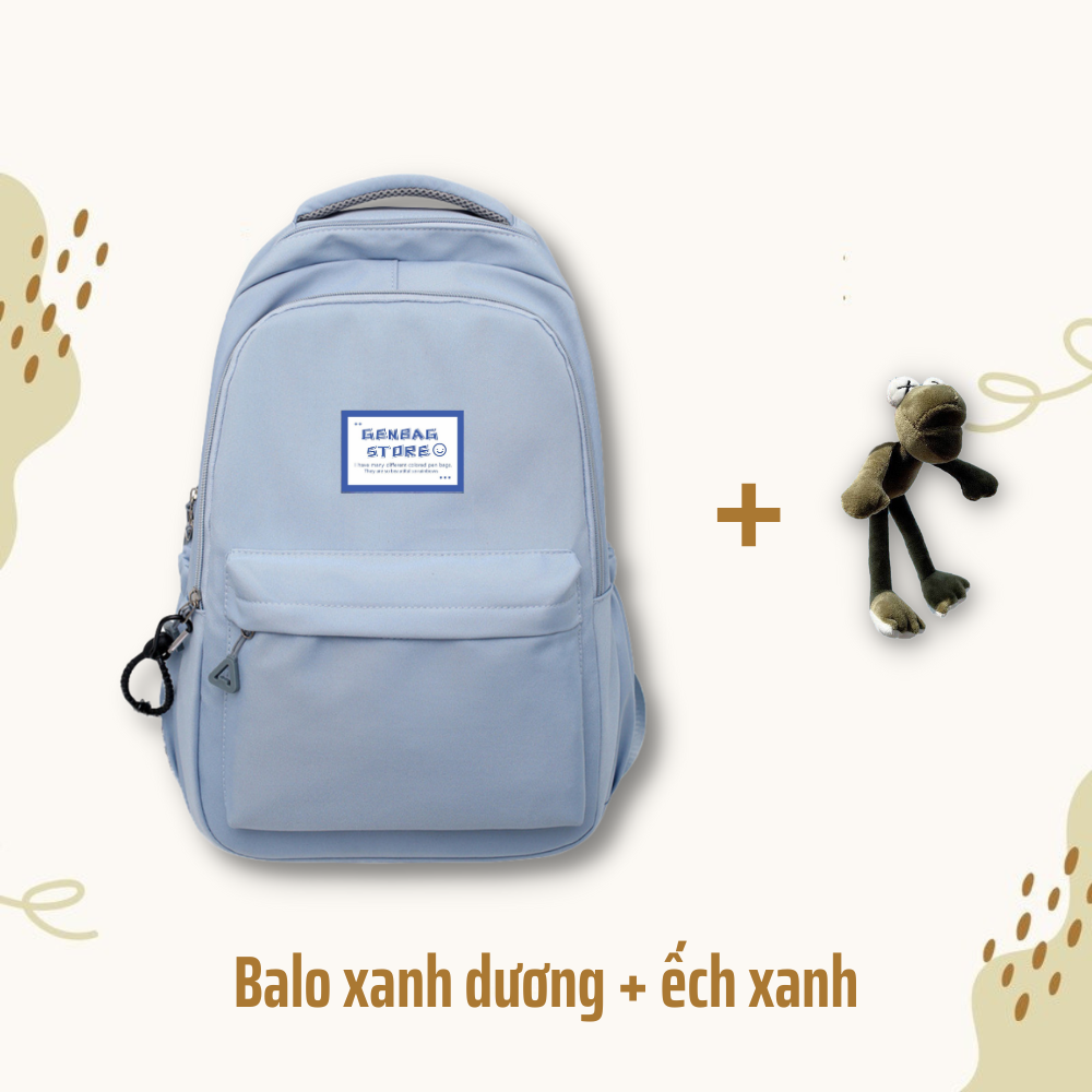 Cặp đi học nữ GENBAG balo nữ đi học basic trơn nhiều ngăn thời trang hàn quốc BL07 | Shopee Việt Nam