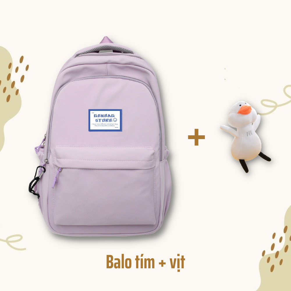 Cặp đi học nữ GENBAG balo nữ đi học basic trơn nhiều ngăn thời trang ...