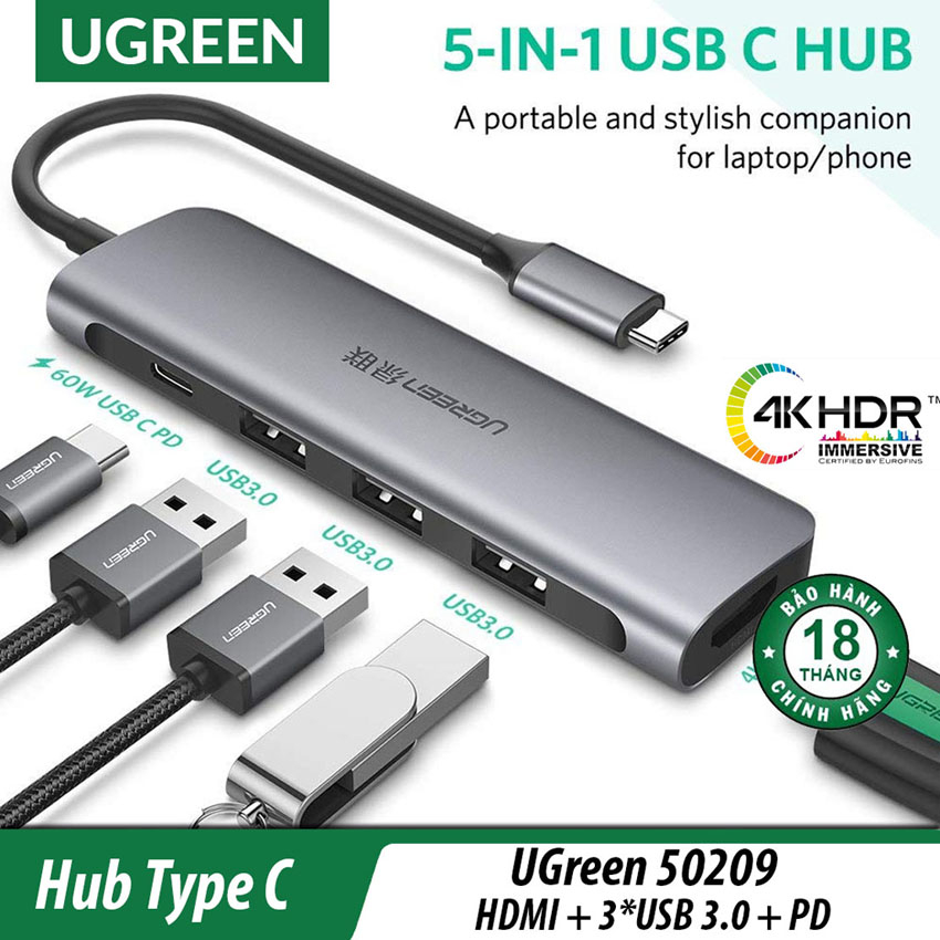 Cáp Chuyển Hub Ugreen 9 10 in 1 USB Type C Ra HDMI 4K Cao Cấp Ugreen ...