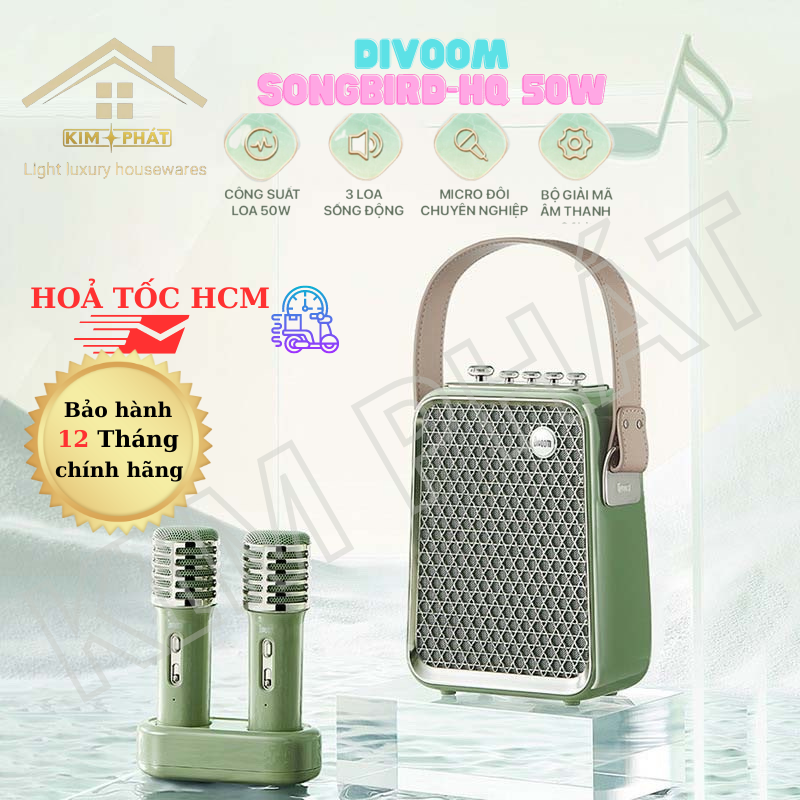 (NEW 2023 - SẴN) Bộ loa bluetooth 2 MIC KTV Divoom 50w Songbird chính ...