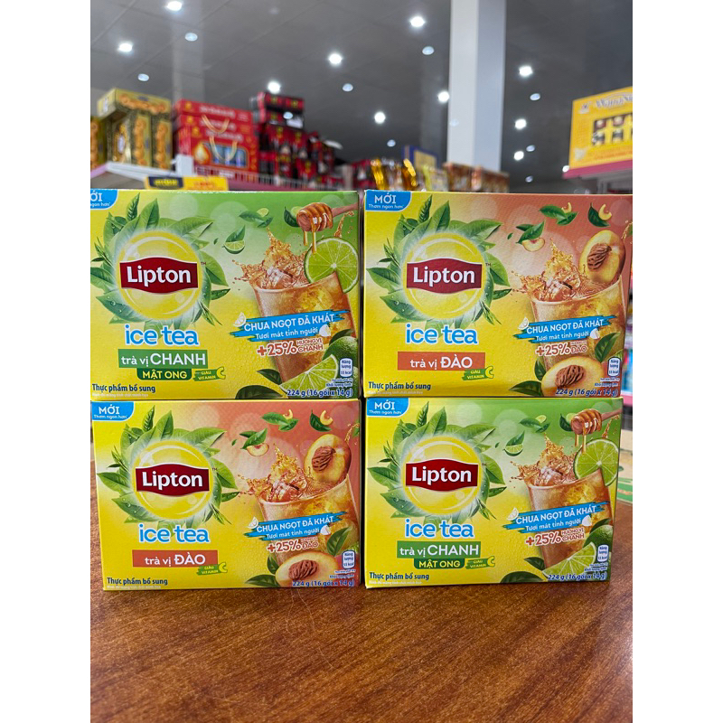Trà lipton ice tea vị chanh / vị đào 224g (16 gói x14g) | Shopee Việt Nam