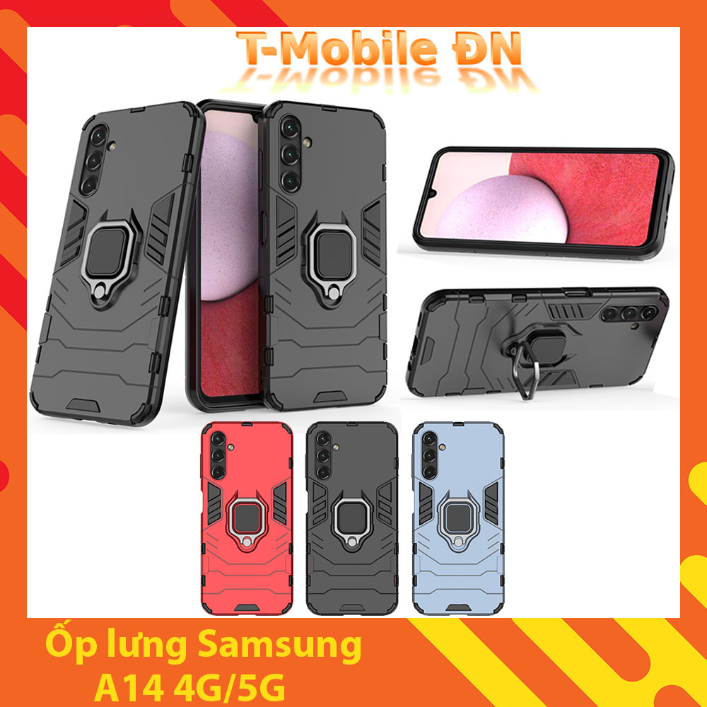 Ốp lưng Samsung A14, Ốp Chống sốc Iron Man có giá đỡ nhẫn iring hít Ôtô ...