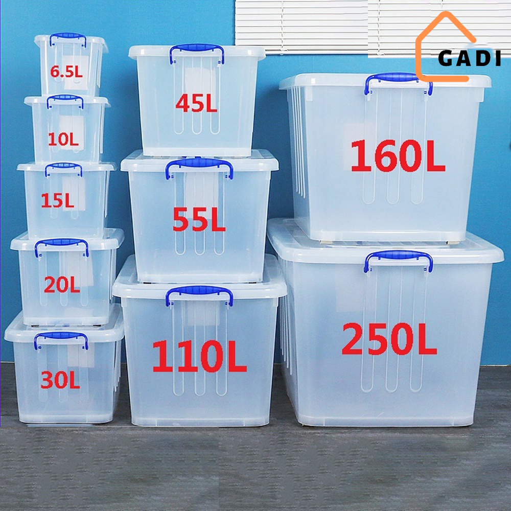 Thùng nhựa trong suốt đựng đồ GADI 6,5/10/15/30/45/55/90L | Shopee Việt Nam