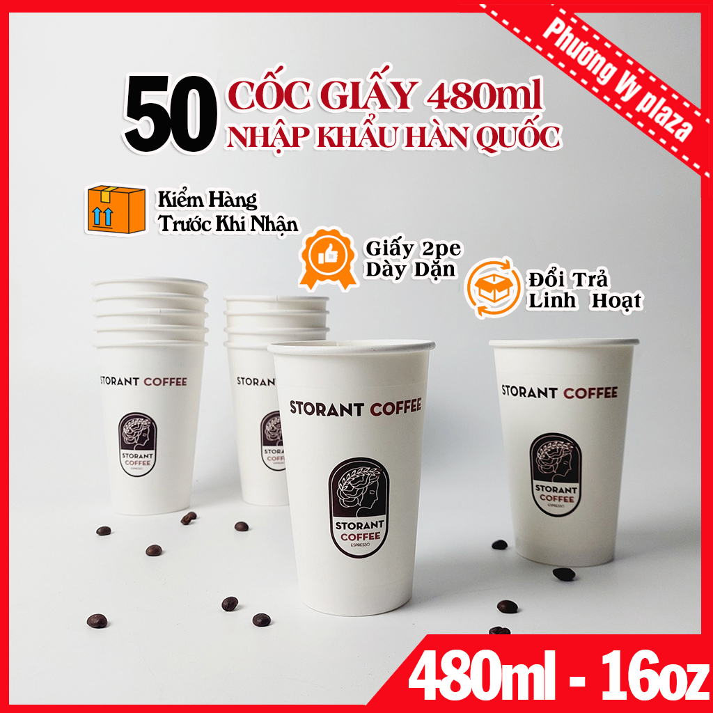 50 cốc giấy 480ml - 16oz Storant Coffee ly giấy NHẬP KHẨU HÀN QUỐC | Shopee Việt Nam