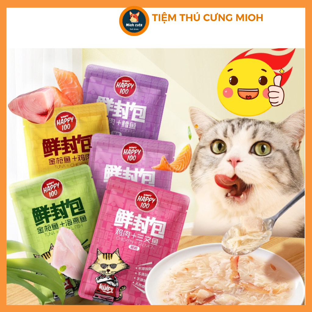 Pate Wanpy Happy 100 dạng gói 70g Pate cho mèo - Thức ăn ướt cho mèo 6 ...