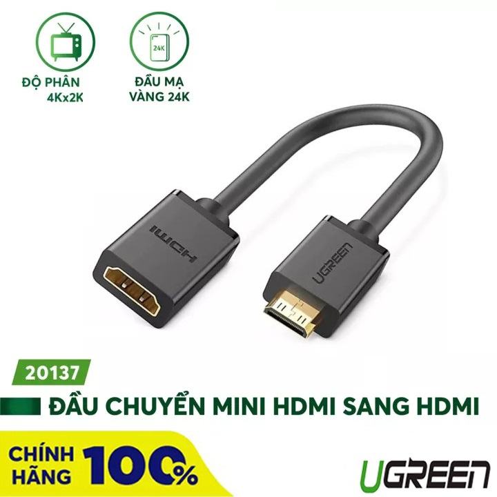 Cáp chuyển đổi mini HDMI đực sang HDMI cái dài 22Cm UGREEN 20137, Hàng ...