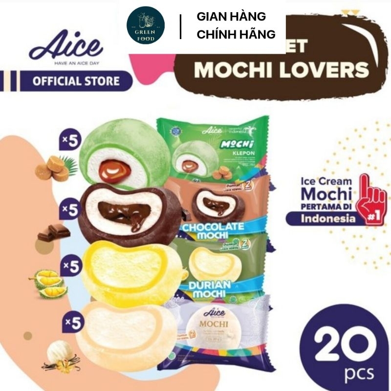 Kem Aice - Kem Mochi Hadilao 5 vị sầu riêng, lá dứa, socola, vani, trà ...