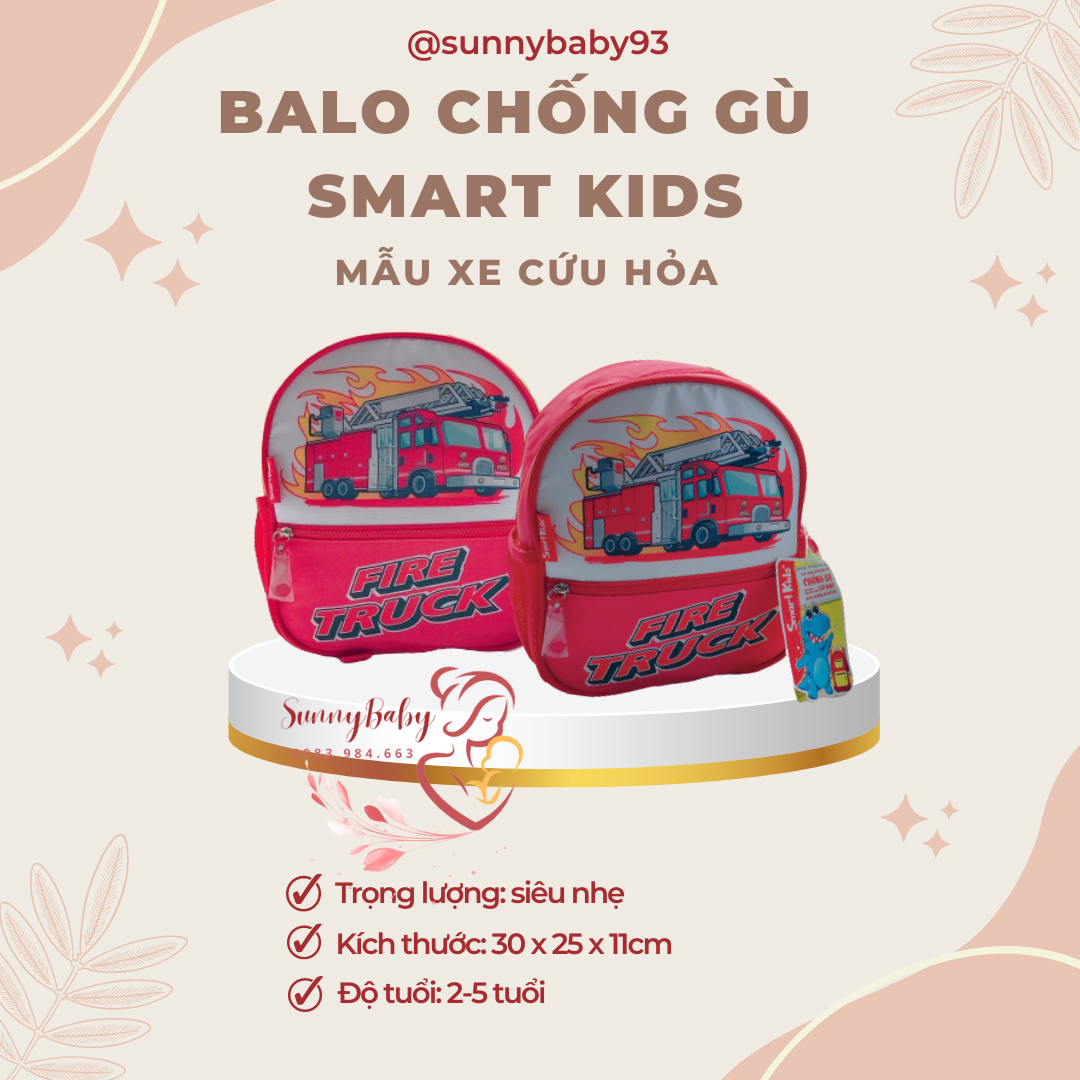 Balo Mẫu Giáo - Balo Chống Gù SMART KID Siêu Nhẹ Mẫu Xe Cứu Hỏa- Túi Đi ...