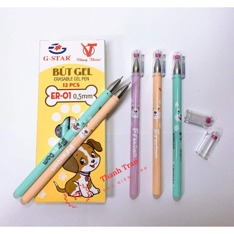 Hộp 12 cây bút gel xóa được Gstar ER-01 loại tốt dành cho học sinh tiểu học (ngòi 0.5mm ...