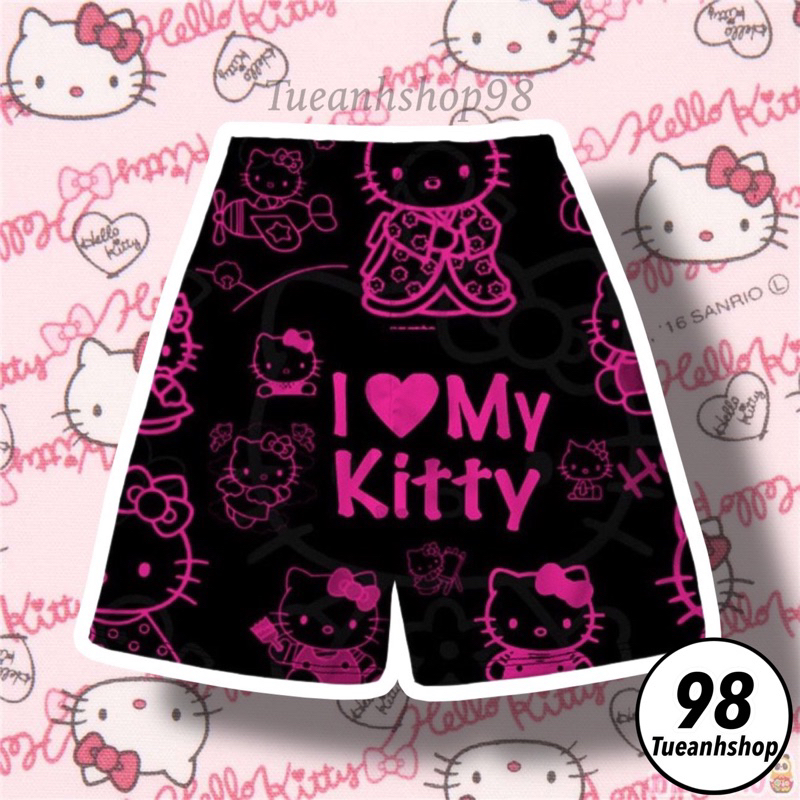 Mẫu Mới Quần Mèo Hello Kitty Short Lững Cartoon Quần Đùi Thun Cotton Hoạt Hình Nam Nữ Unisex