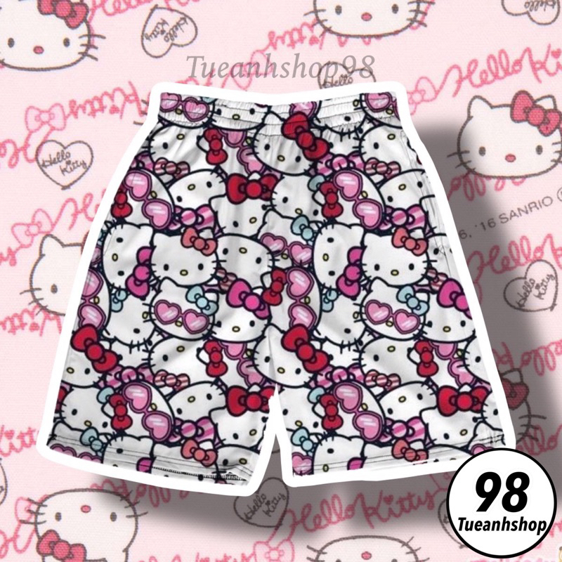 Mẫu Mới Quần Mèo Hello Kitty Short Lững Cartoon Quần Đùi Thun Cotton Hoạt Hình Nam Nữ Unisex